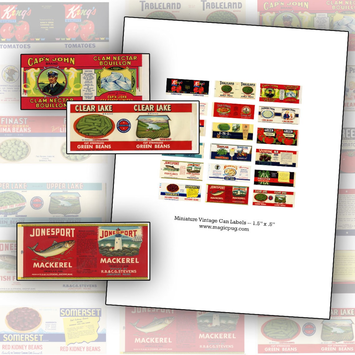 Miniature Dollhouse Canned Food Labels Props 1:12 Scale 1/12 Dollhouse ...