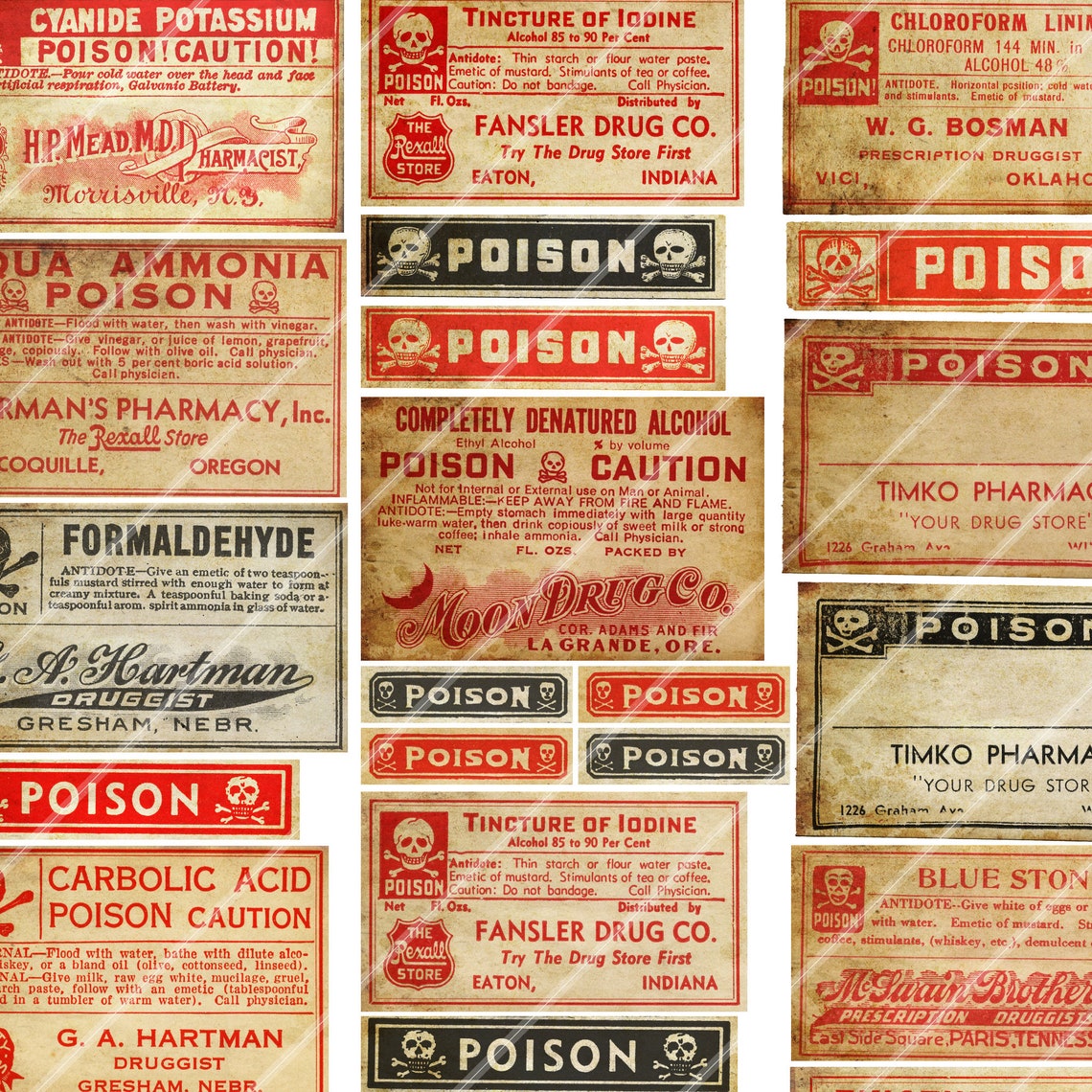 Antique Poison Labels Digital Collage Sheet (digital Download) - Etsy