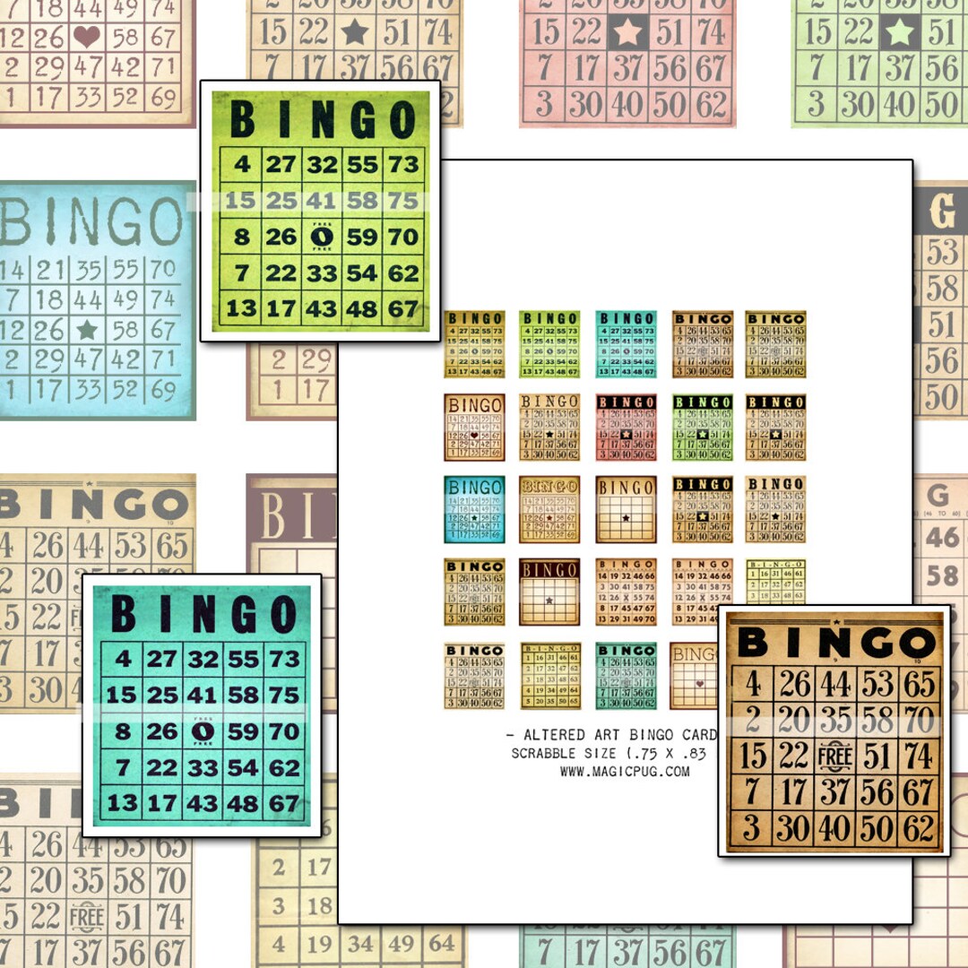 Antique Bingo Cards Scrabble Sized Digital Collage Sheet .75 X .83 in ...