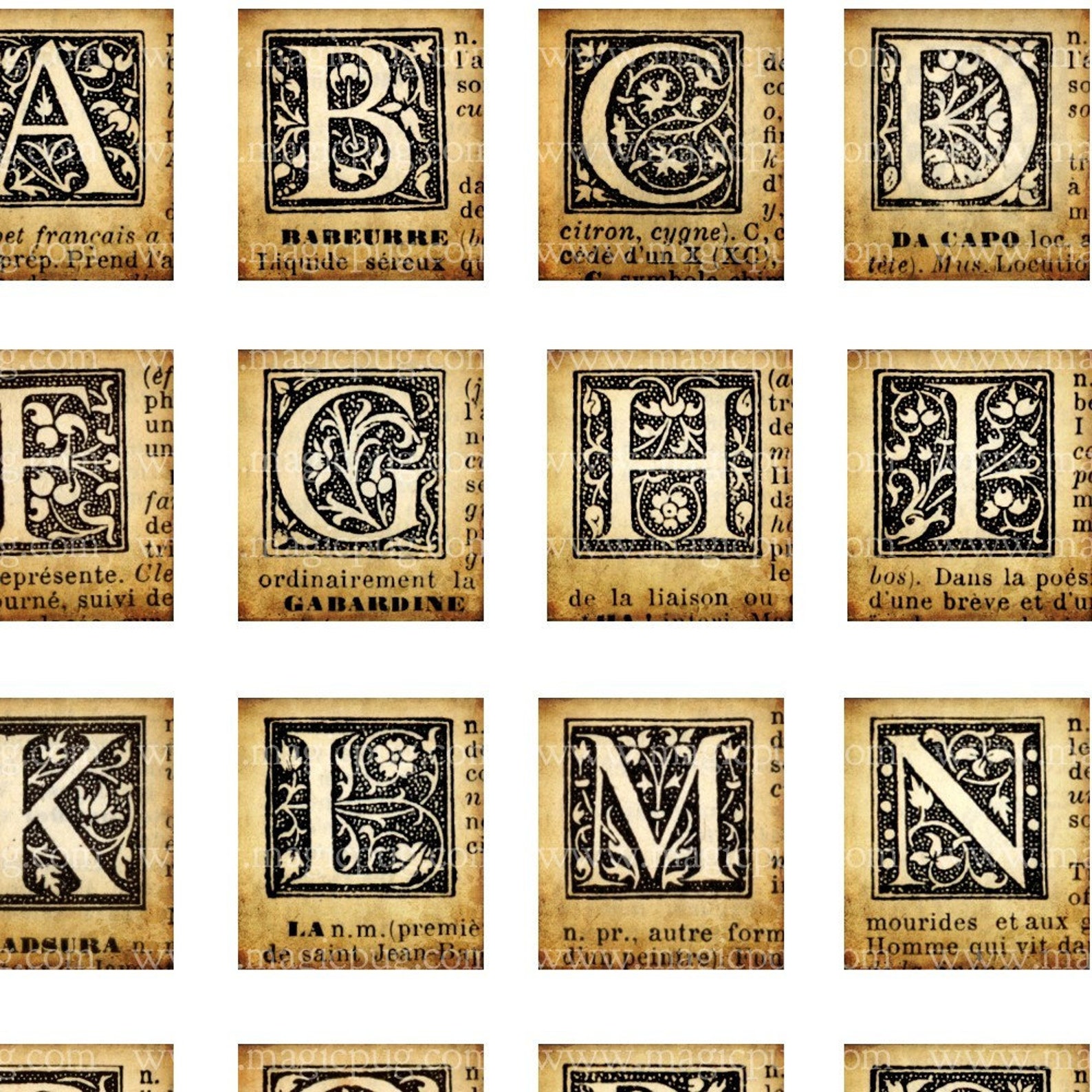 Antique Alphabet Capital Letters Scrabble Digital Collage - Etsy