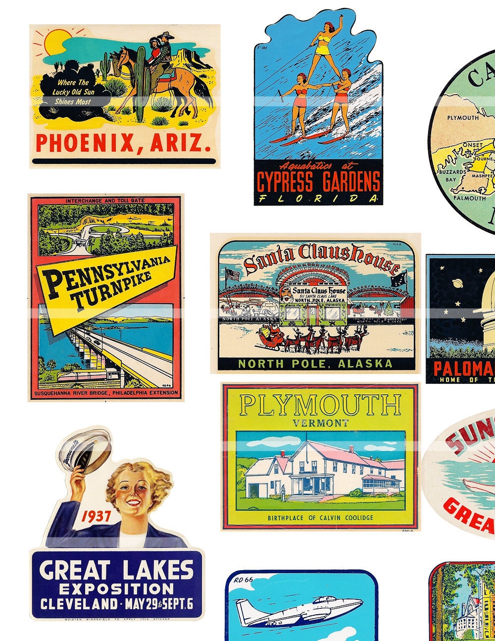 Instant Digital Download Printable Vintage Travel Decals II - Etsy