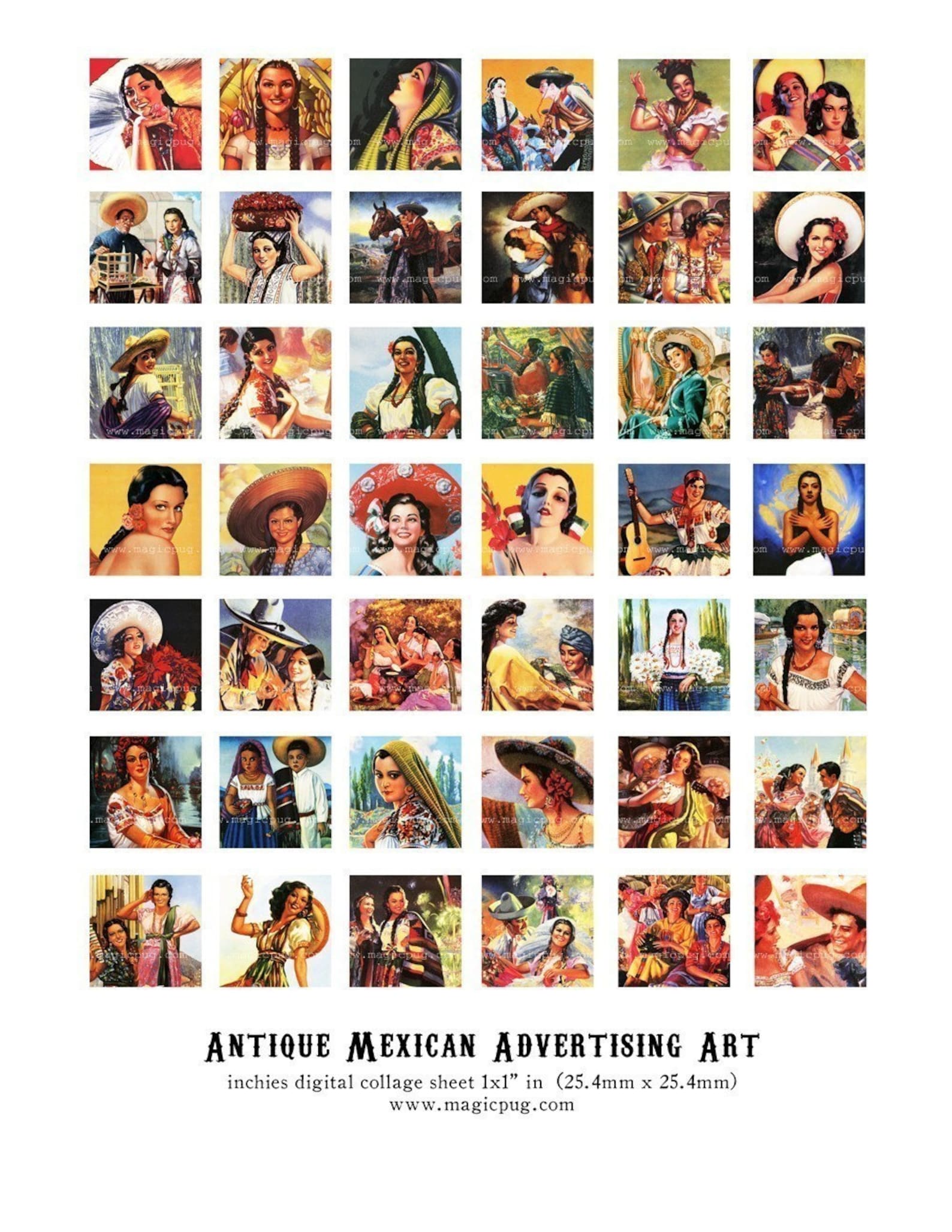 Antique Mexican Advertising Poster Art Inchies Digital Collage - Etsy