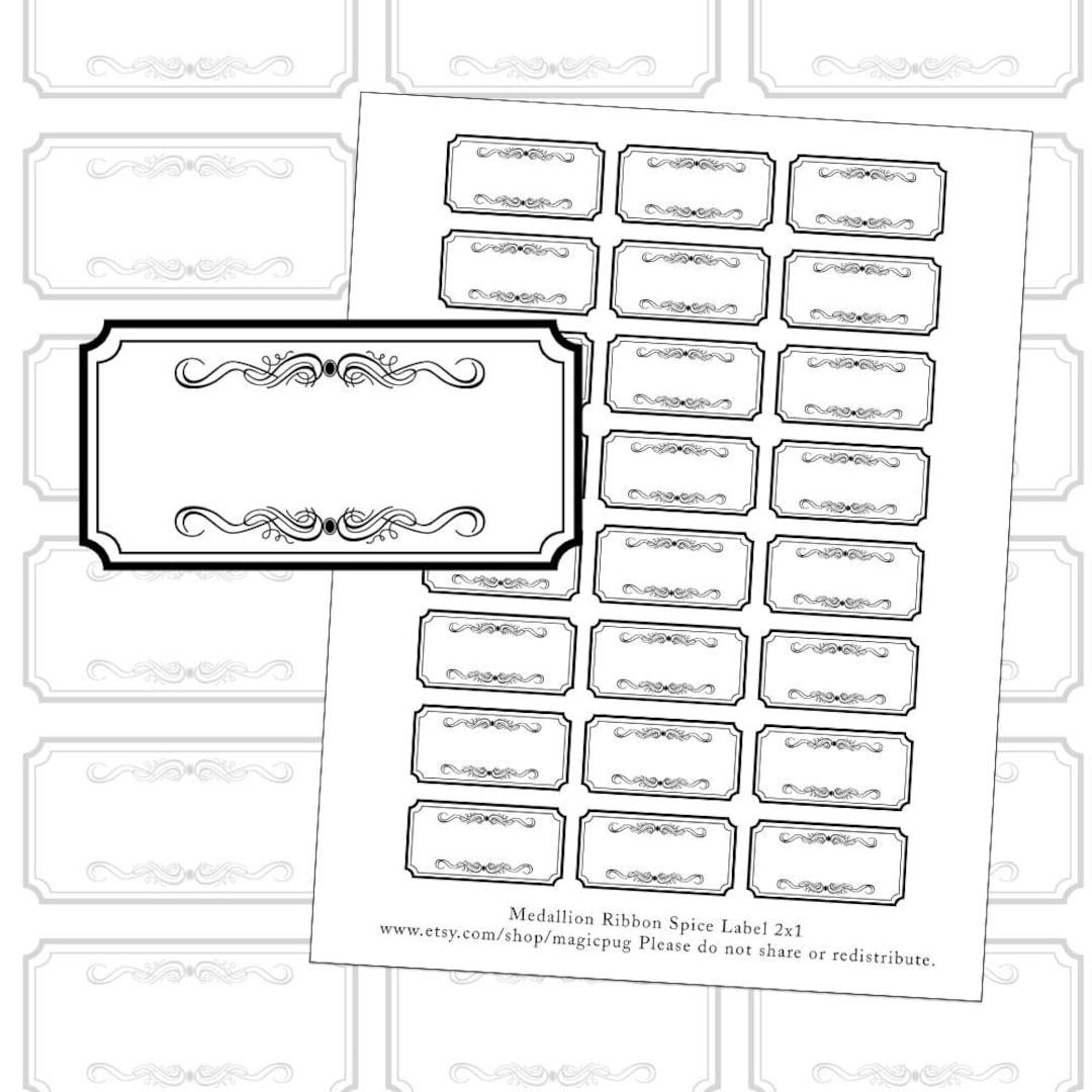 Editable Medallion Spice Labels: Black and White 2x1 (PDF) - Etsy