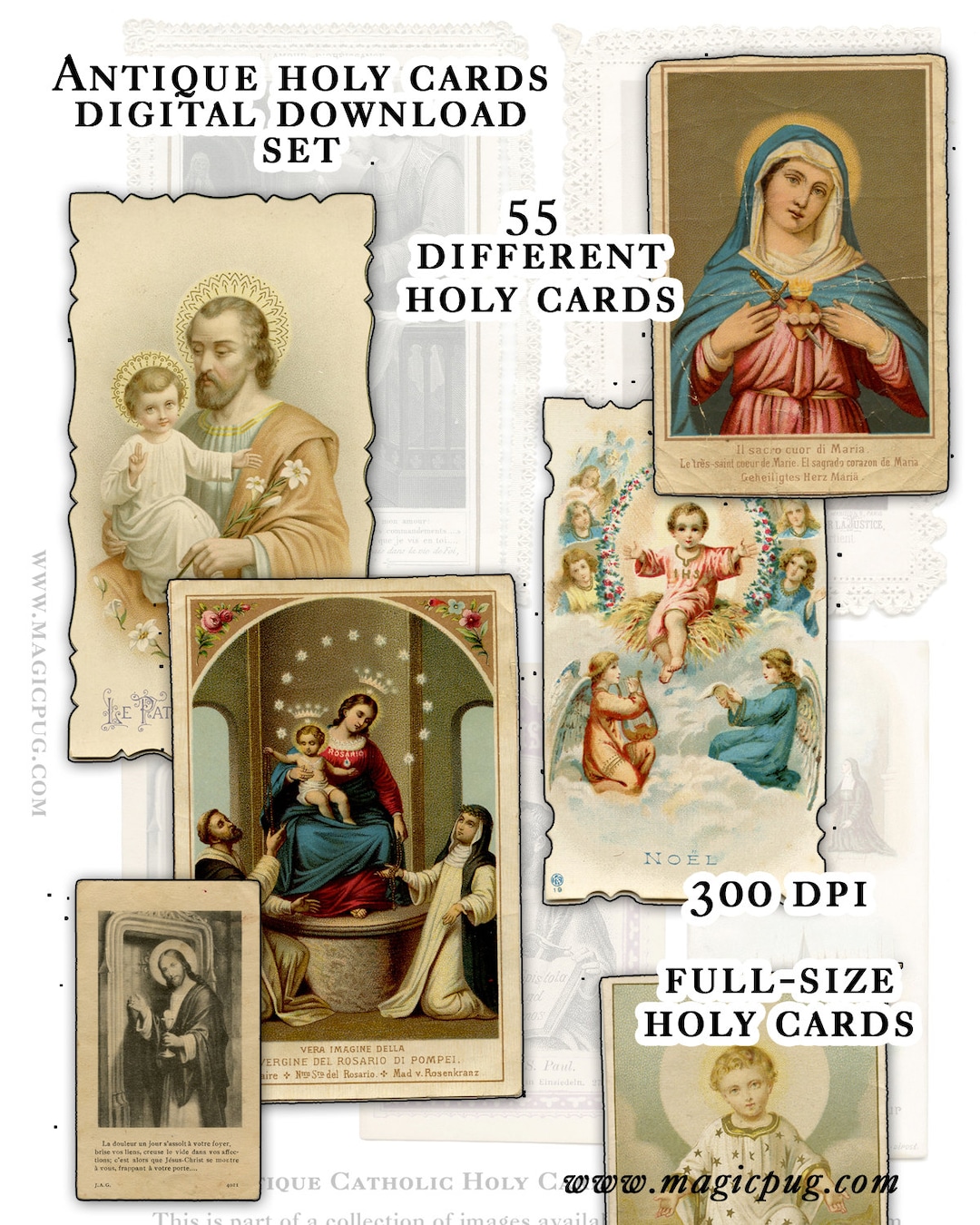 Catholic Holy Cards Digital Download Set B -- 55 Images for Digital ...