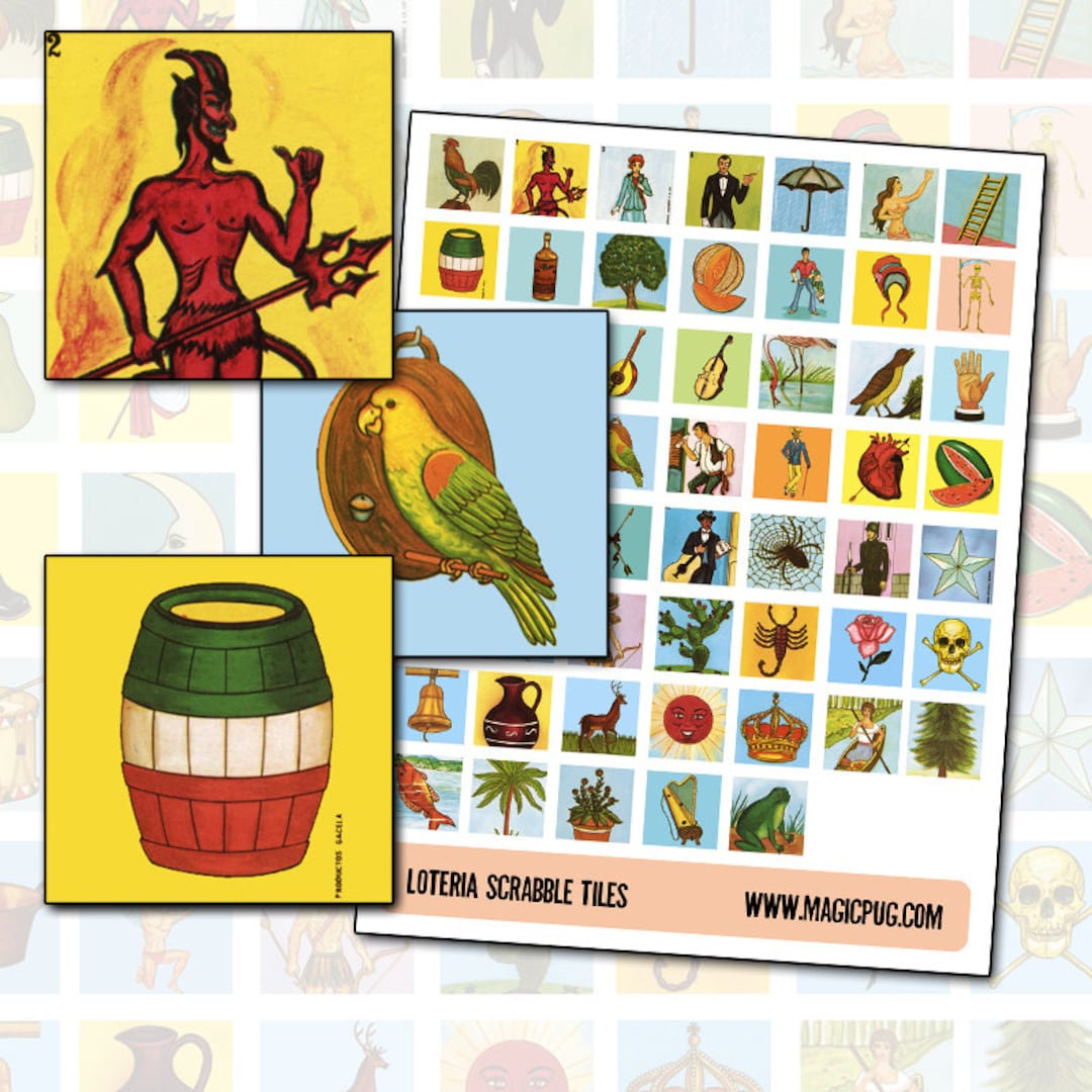 Mexican Antique Loteria Card Deck 1 Inch Square Inchies Digital Collage ...