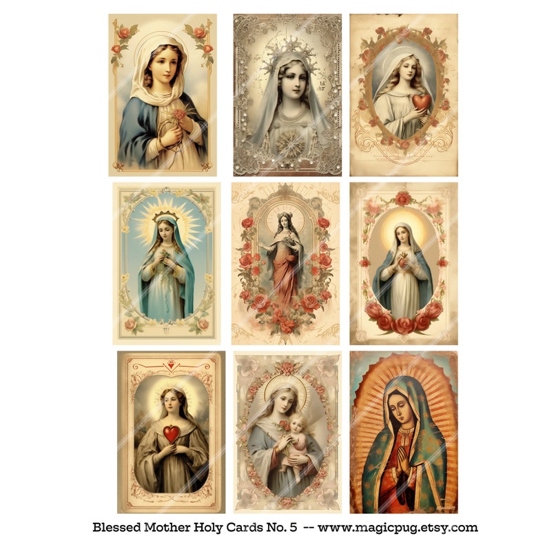 AI LISTING Blessed Mother Holy Card Images: Catholic Ephemera Collage ...
