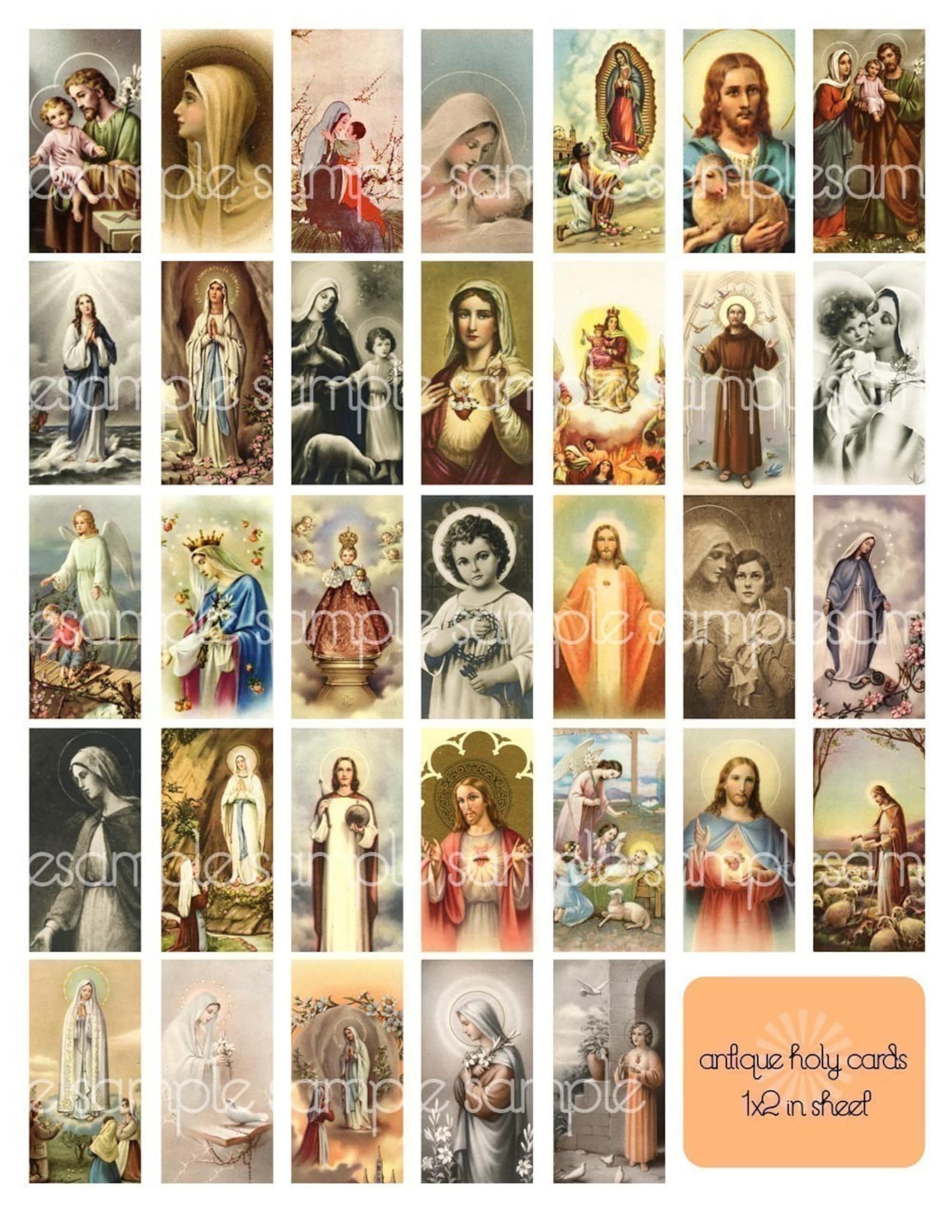 Antique Catholic Holy Cards I Digital Collage Sheet 1x2 Domino - Etsy