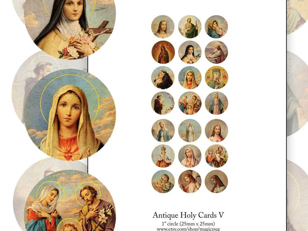 Antique Catholic Holy Cards: 25mm Circle Collage (digital Download) - Etsy