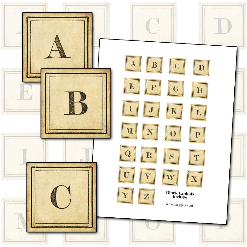 Antique Alphabet Capital Letters 25mm Square 1x1 1 - Etsy