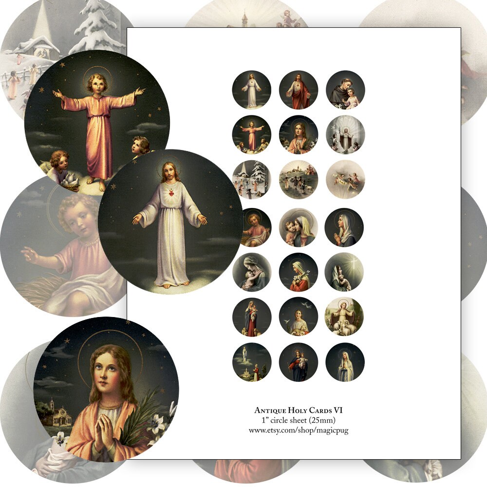 Antique Catholic Holy Cards VI Digital Collage 1 Inch Round - Etsy