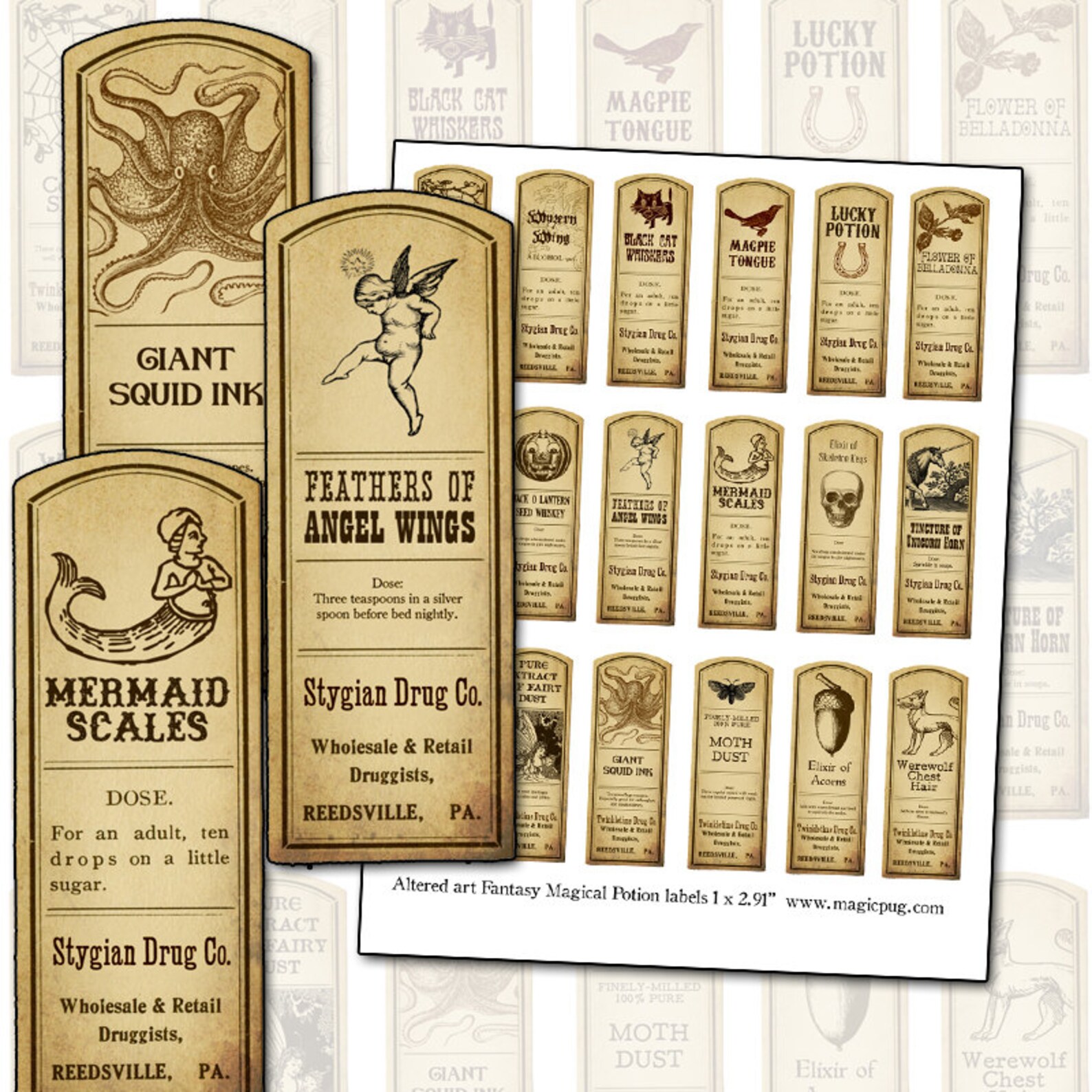 Fantasy Magic Potion Labels Digital Collage Sheet 18 Labels - Etsy