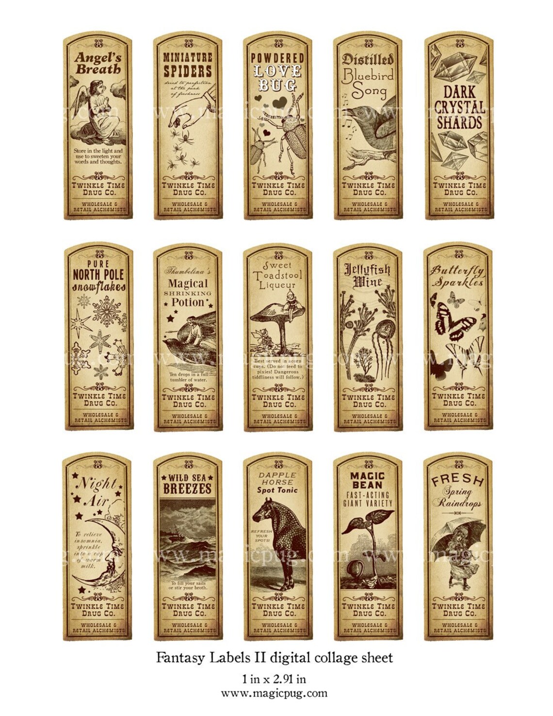 Fantasy Magic Potion Labels II Digital Collage Sheet 15 Labels - Etsy