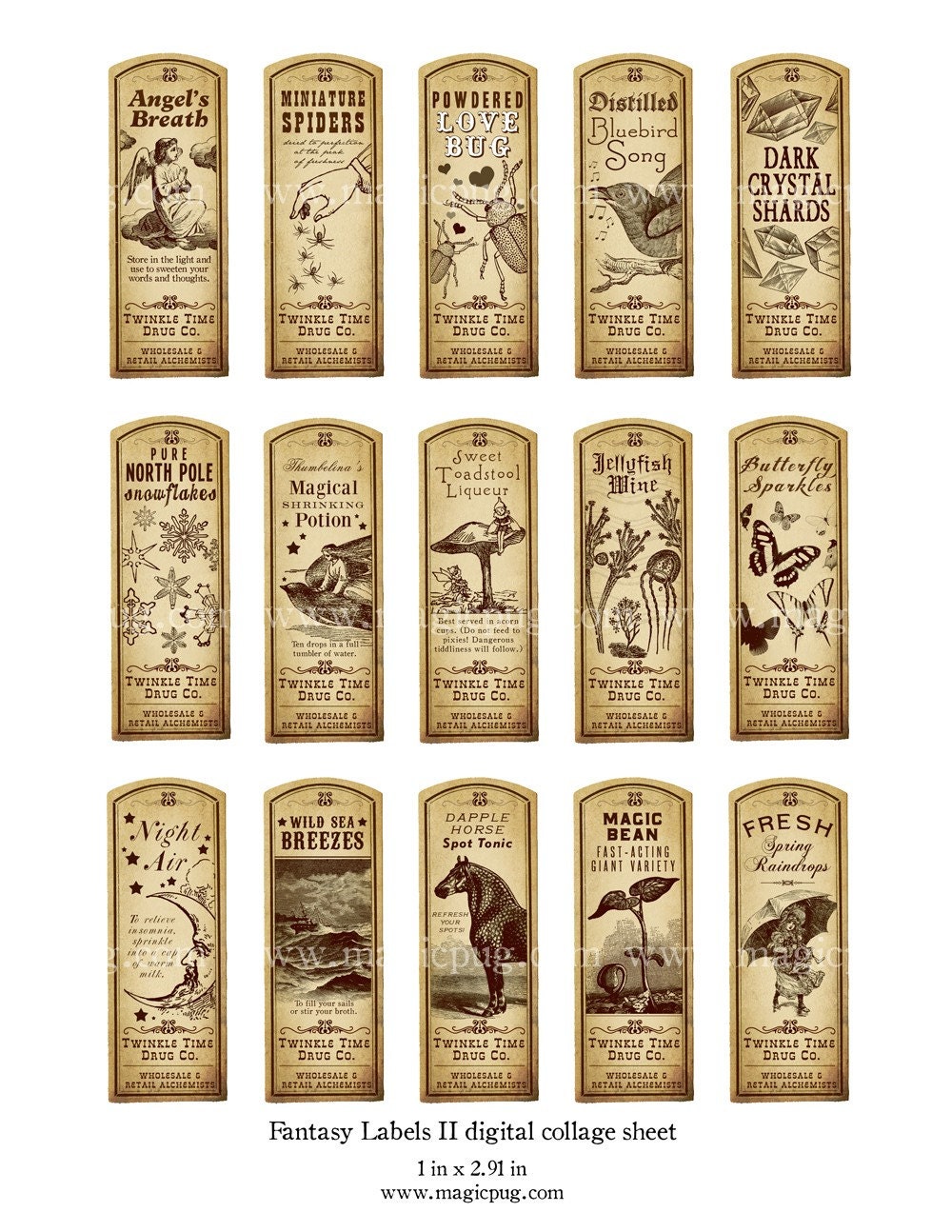 Fantasy Magic Potion Labels II Digital Collage Sheet 15 Labels - Etsy