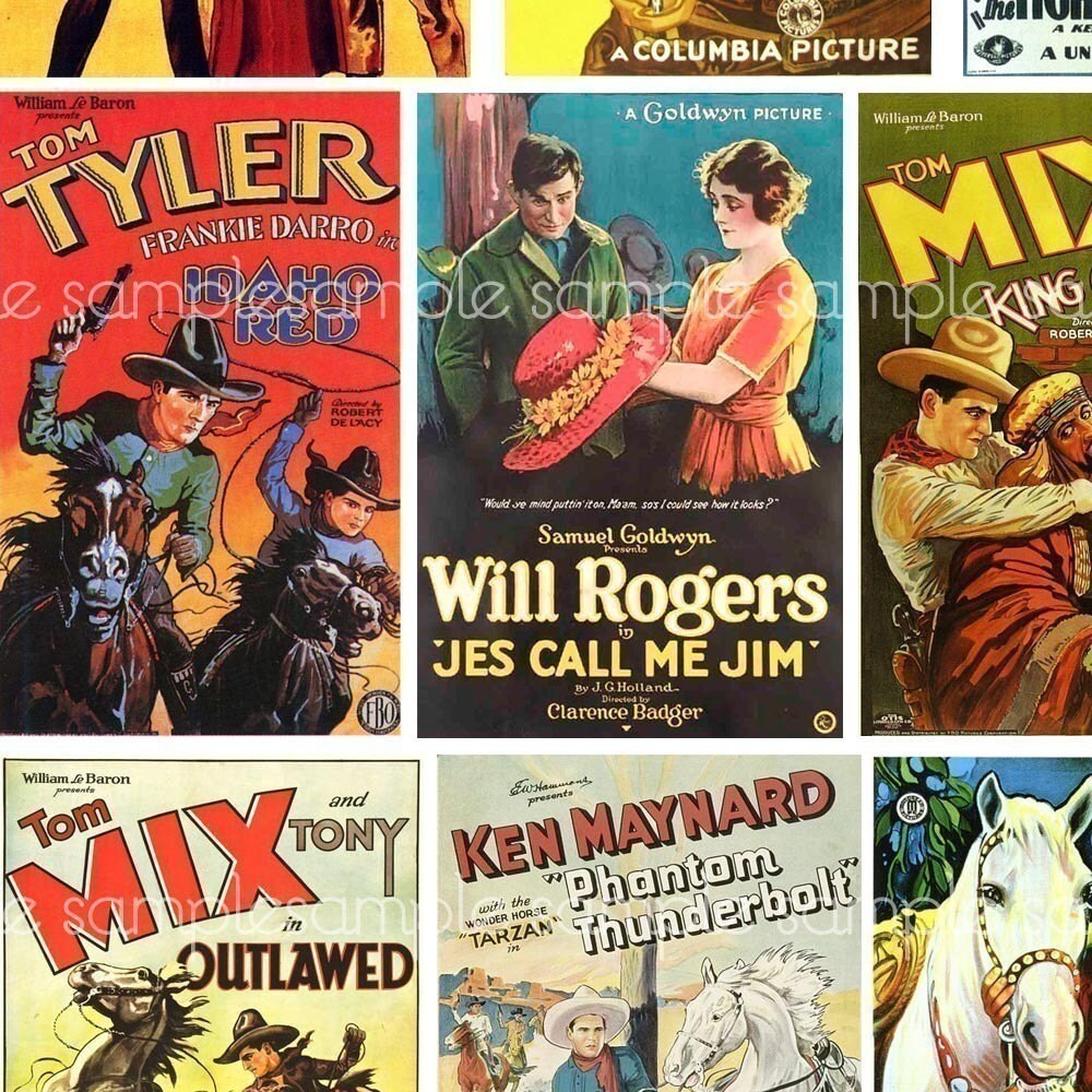Antique Western Cowboy Movie Poster II Digital Collage Sheet - Etsy