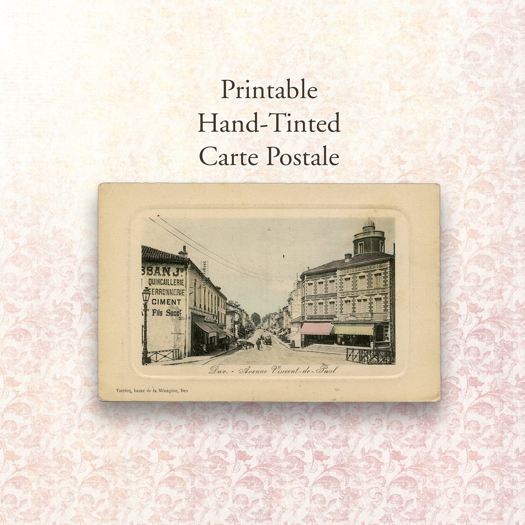 Instant Digital Download Printable Antique French Postcard Hand Colored ...