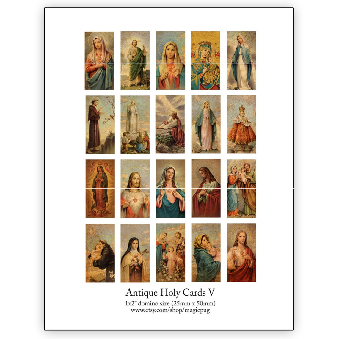 Antique Catholic Holy Cards V Digital Collage Domino Size 1x2 | Etsy