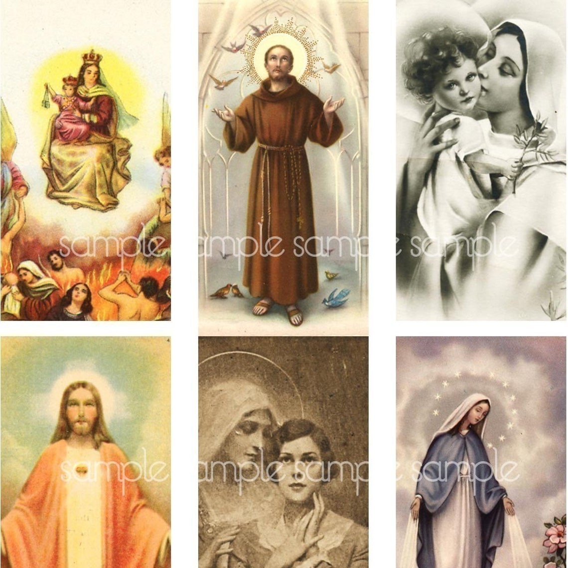 Antique Catholic Holy Cards I Digital Collage Sheet 1x2 Domino - Etsy