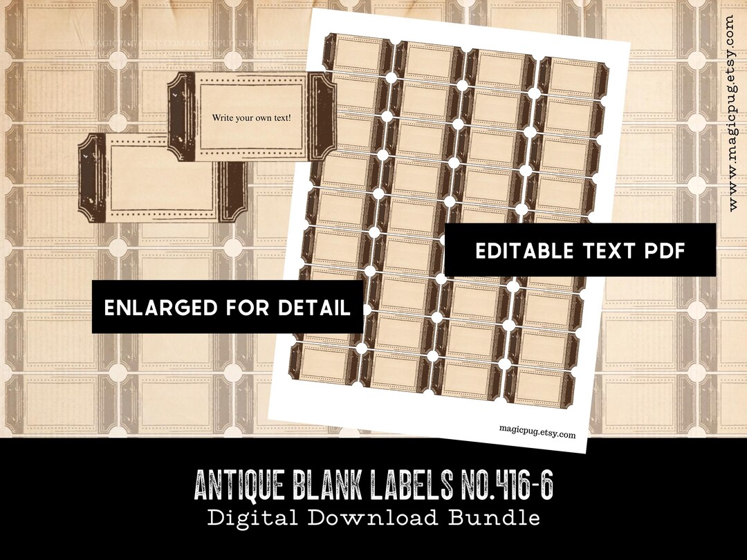 Sepia Blank Labels Digital Collage Sheet 300dpi 2x1 25mm X 50mm Kitchen ...