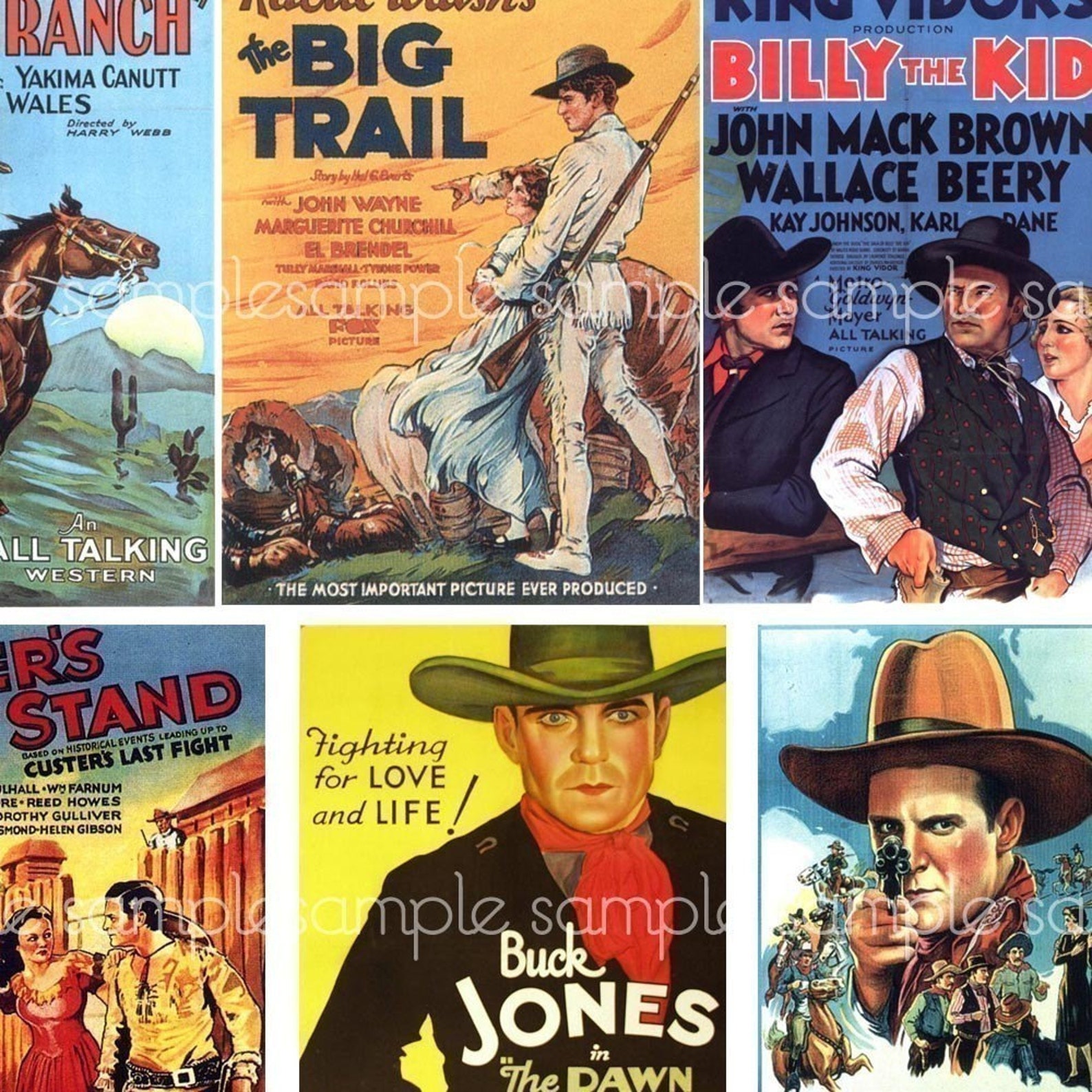 Antique Western Cowboy Movie Poster II Digital Collage Sheet - Etsy