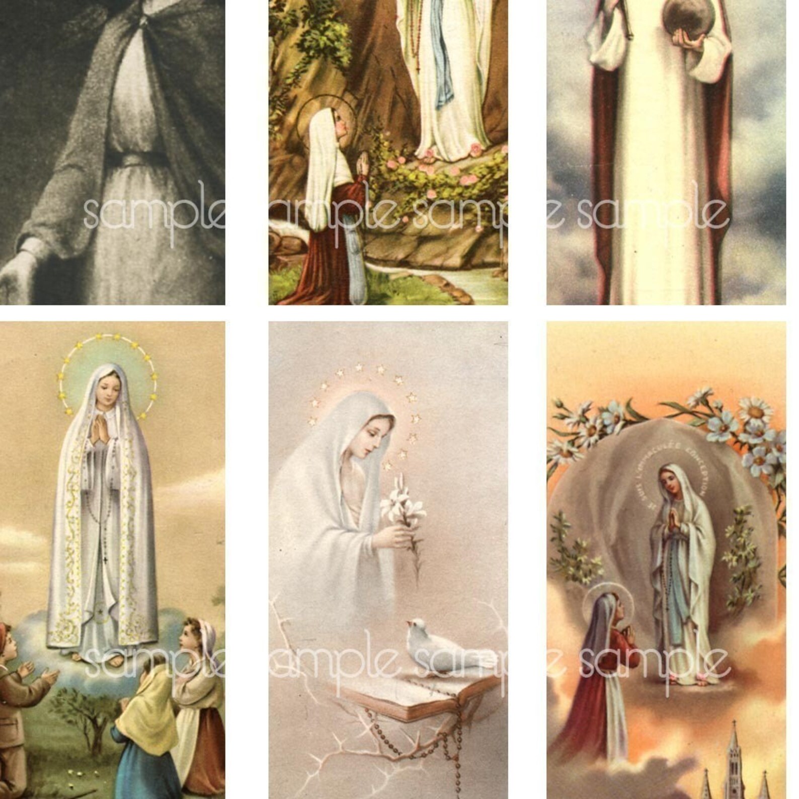 Antique Catholic Holy Cards I Digital Collage Sheet 1x2 Domino - Etsy