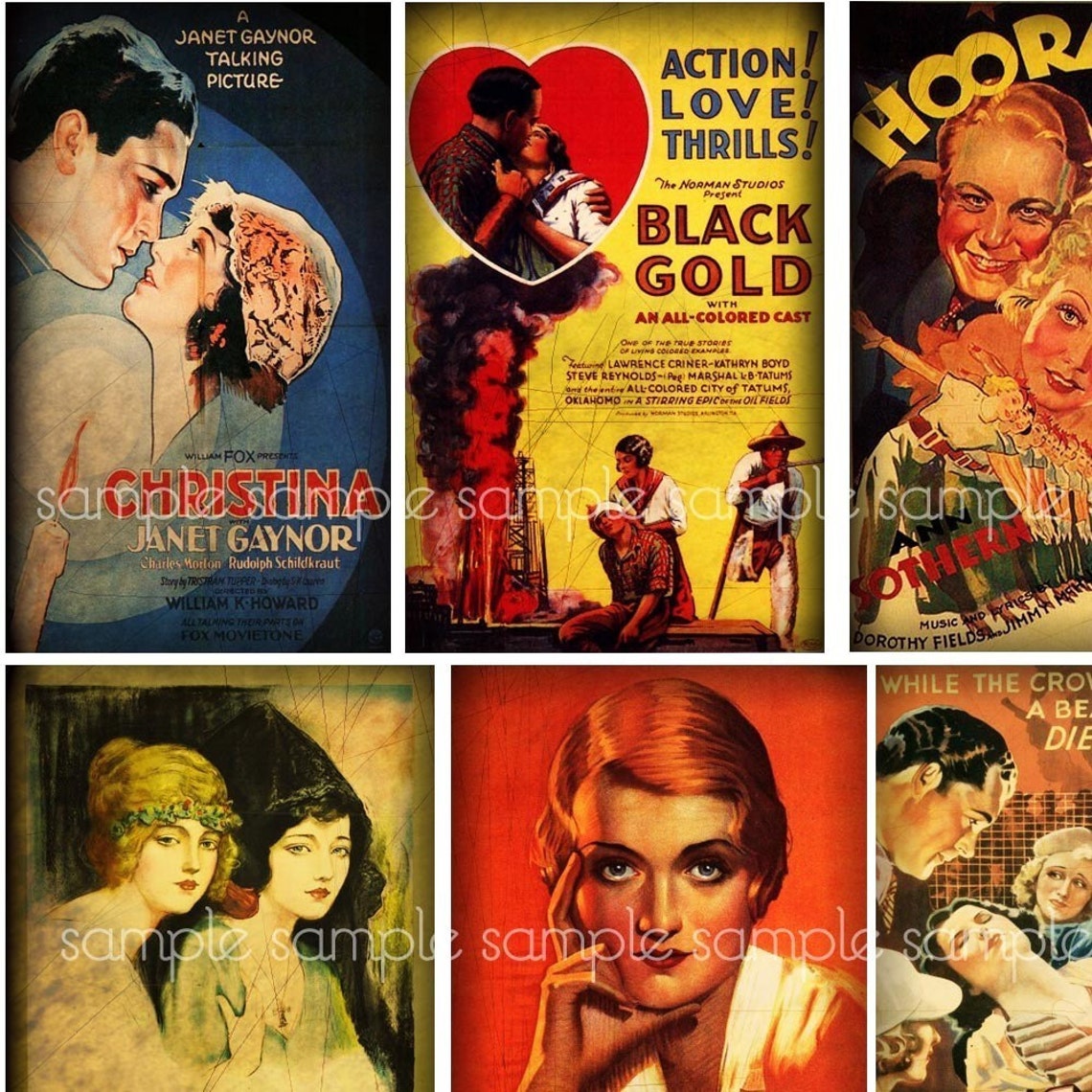 Antique Film Noir Movie Posters Digital Collage Sheet for - Etsy