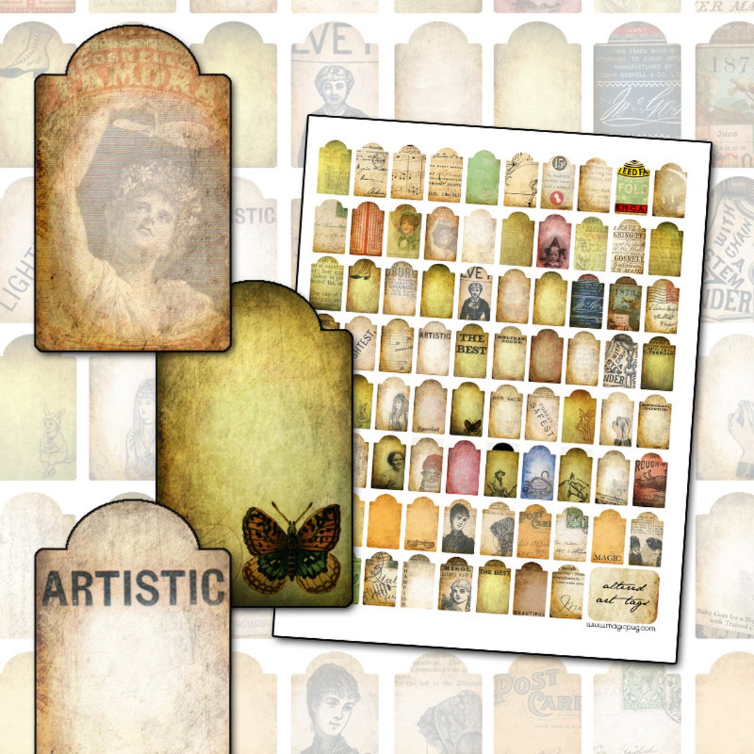 Altered Art Tags Digital Collage Sheet: Junk Journal Supplies (digital ...