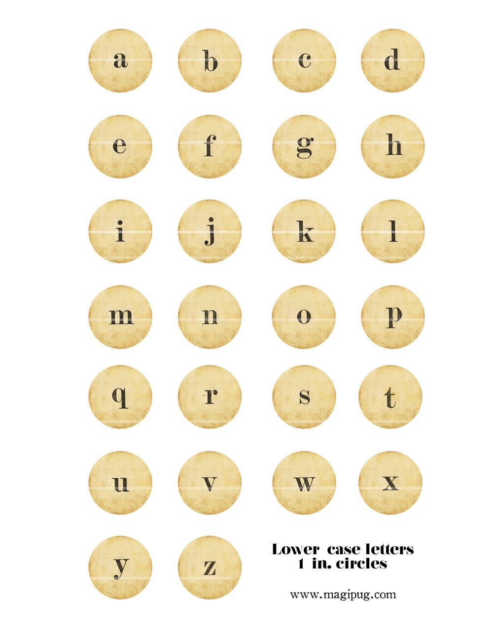 Antique Alphabet Lower Case Serif Letters 25mm 1 Circle - Etsy
