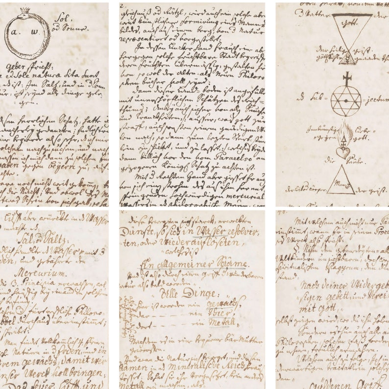 Ancient Magic Alchemy Text ATC Size Collage Texture Background - Etsy