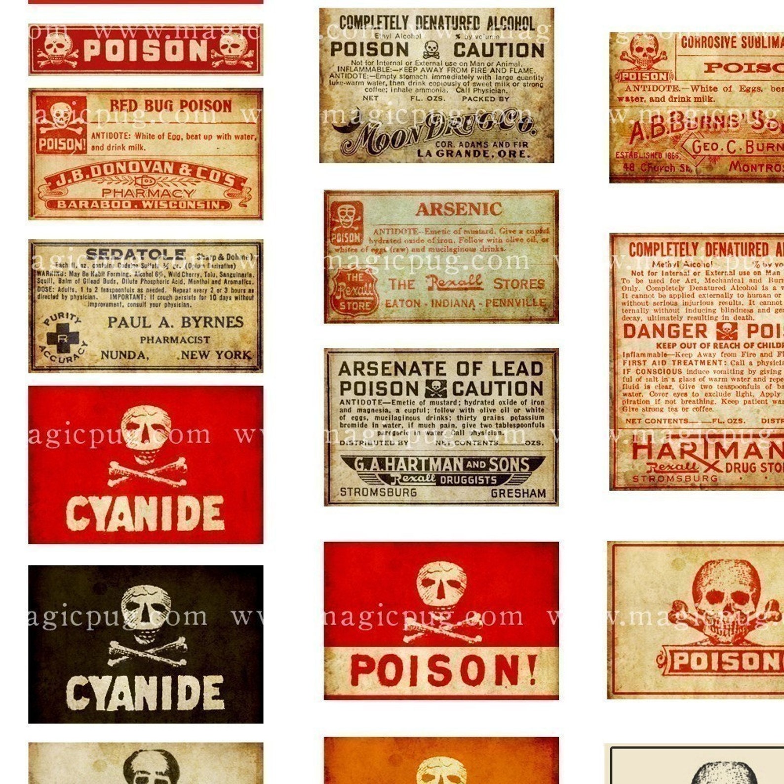 Miniature Dollhouse Prop Poison Labels Digital Collage Sheet - Etsy