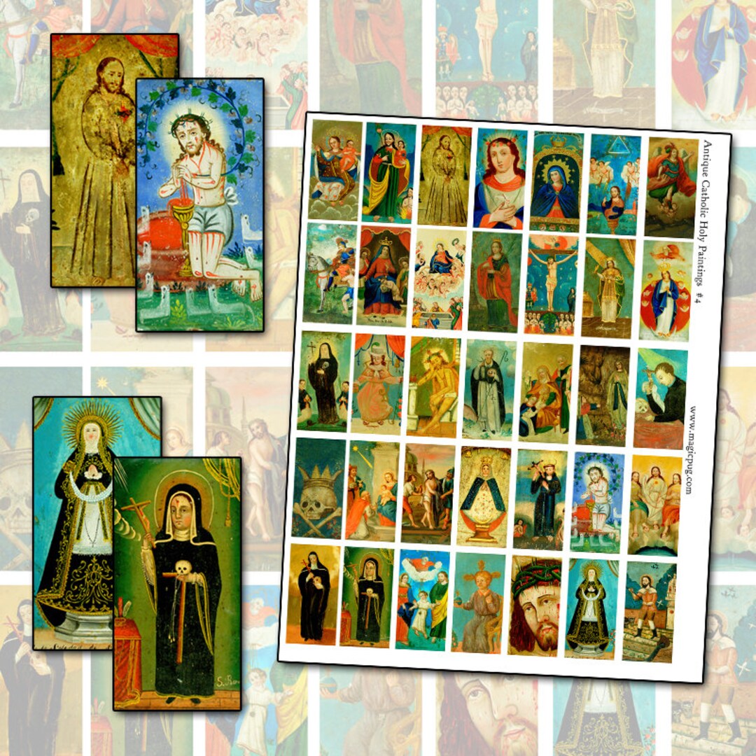 Catholic Saints Paintings Digital Collage Sheet: Domino Jewelry (PDF ...