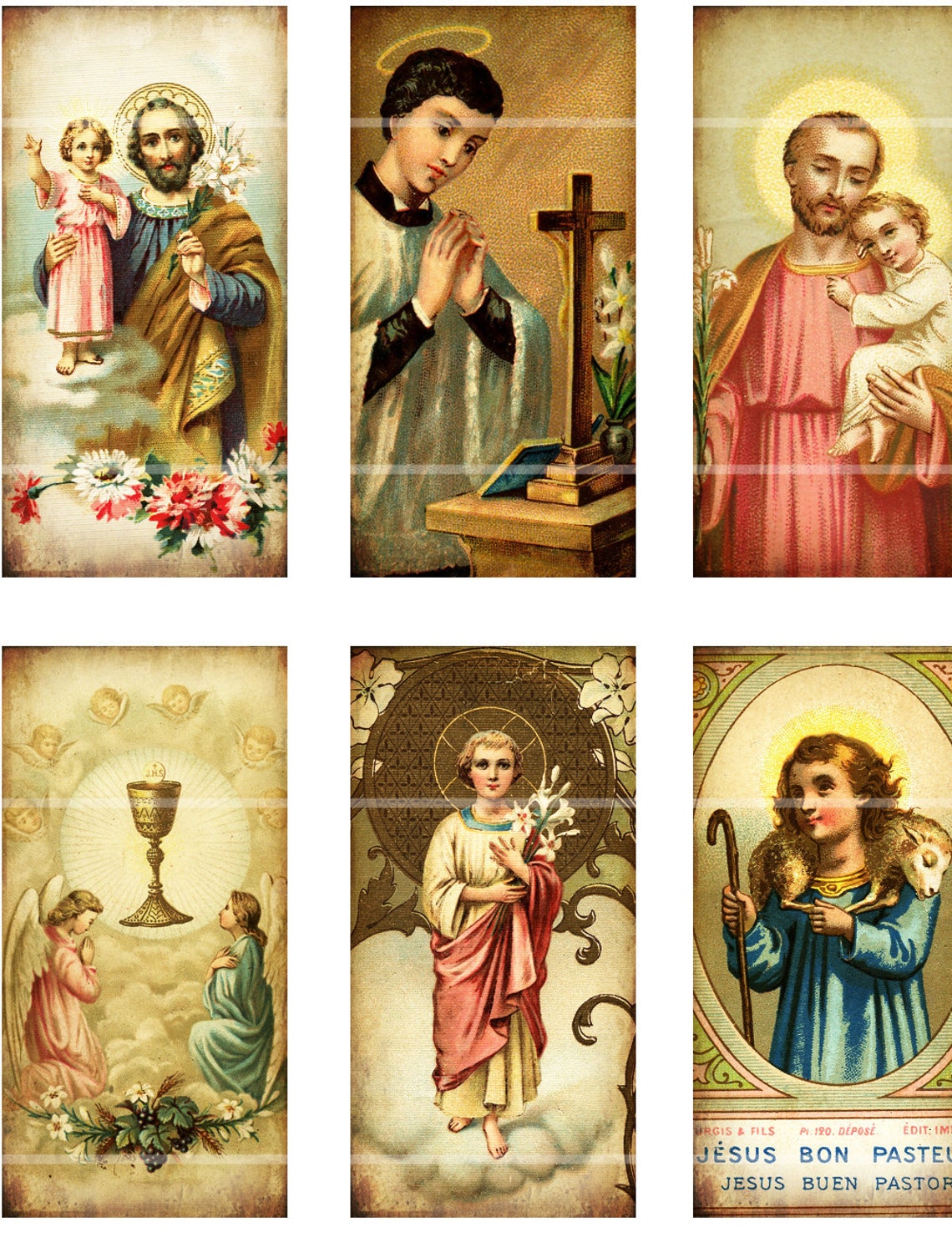 Antique Catholic Holy Cards III Digital Collage 1x2 Domino - Etsy