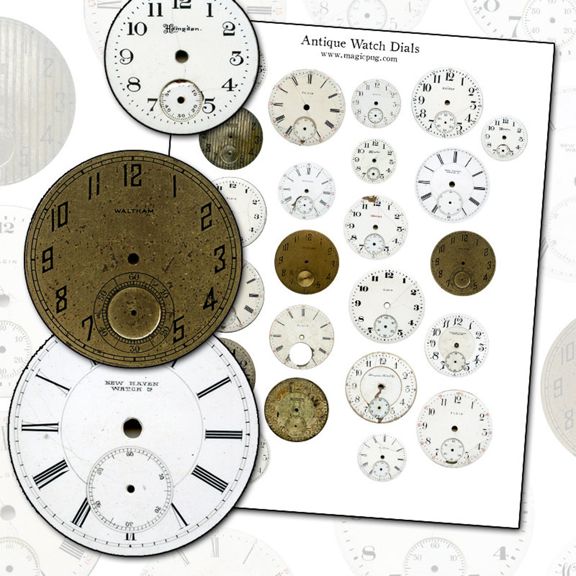 Antique Watch Dials Digital Collage Sheet Full Size - Etsy
