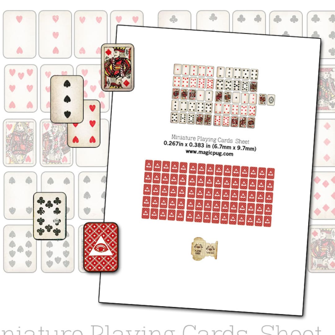 Printable Miniature Dollhouse Playing Cards: 1/12 Scale Poker (digital ...