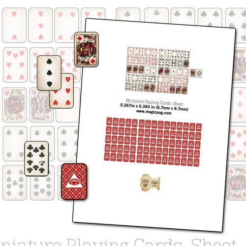 Printable Miniature Dollhouse Playing Cards With Box Digital - Etsy
