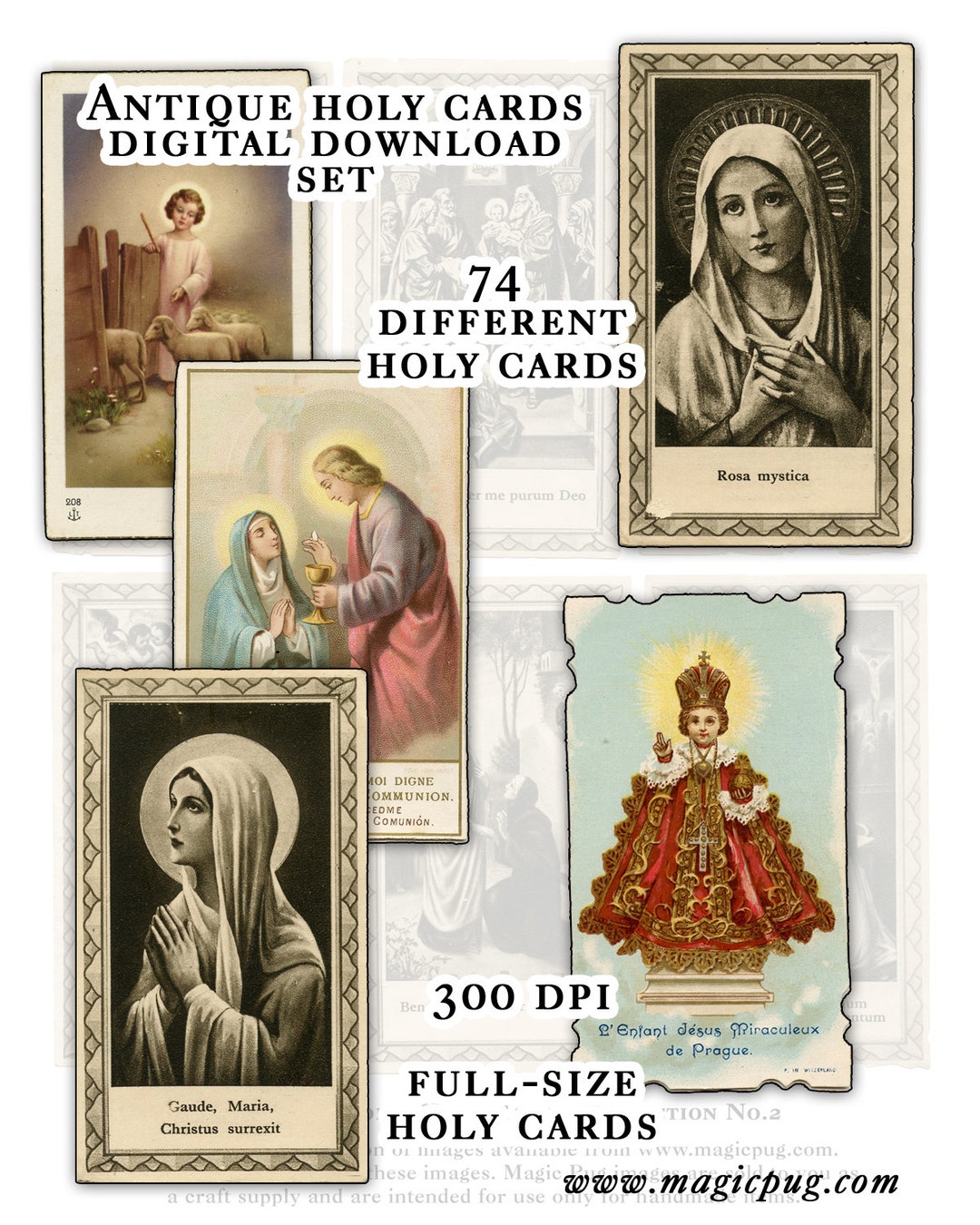 Catholic Holy Cards Digital Download Set A -- 74 Images for Digital ...