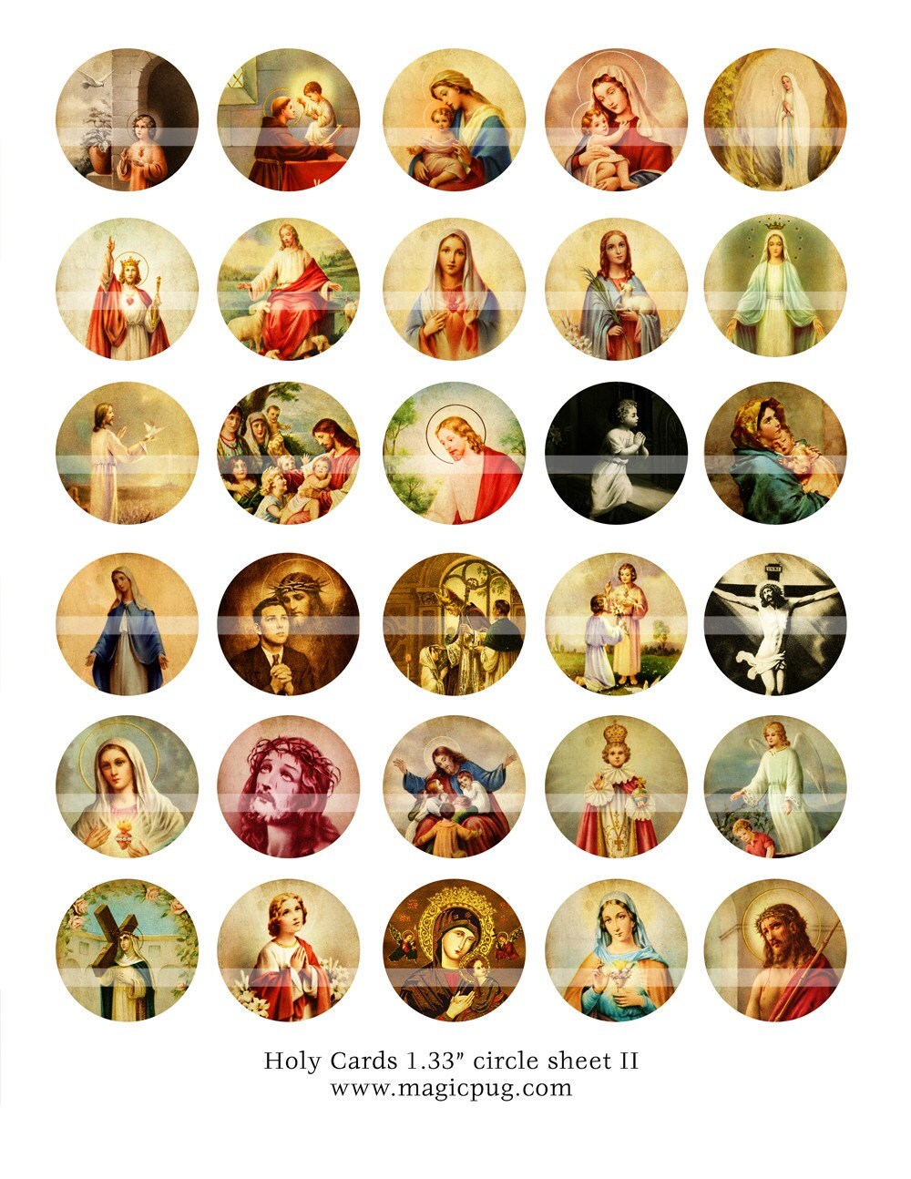 Antique Catholic Holy Cards II 1 Circle Digital Collage - Etsy