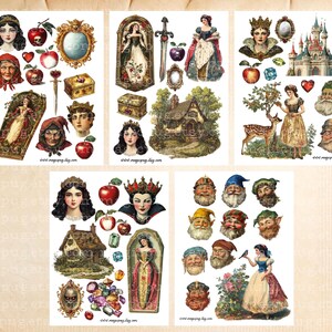 Snow White Fairy Tale Clipart Set Junk Journal Fussy Cuts Victorian ...