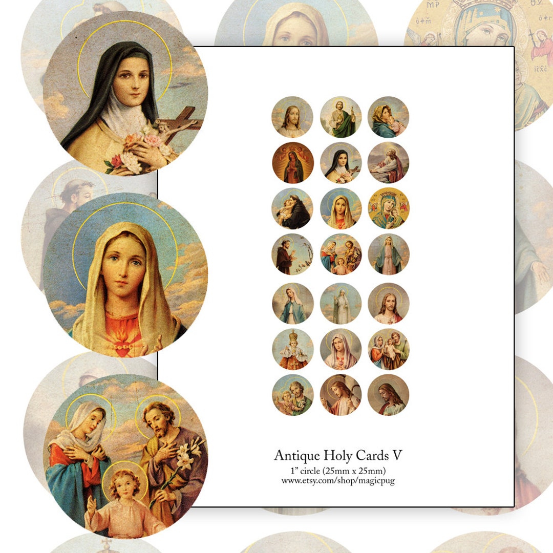 Antique Catholic Holy Cards V Digital Collage 1 Inch Round Size 25mm - Etsy