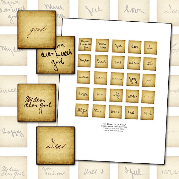 My Dear Dear Girl Words From Love Letters Digital - Etsy
