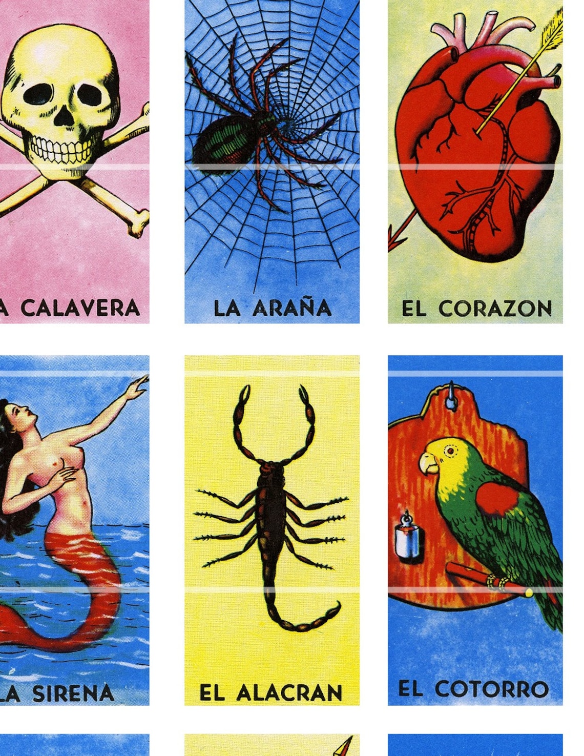 Mexican Loteria domino digital collage sheet 1x2 25mm x | Etsy