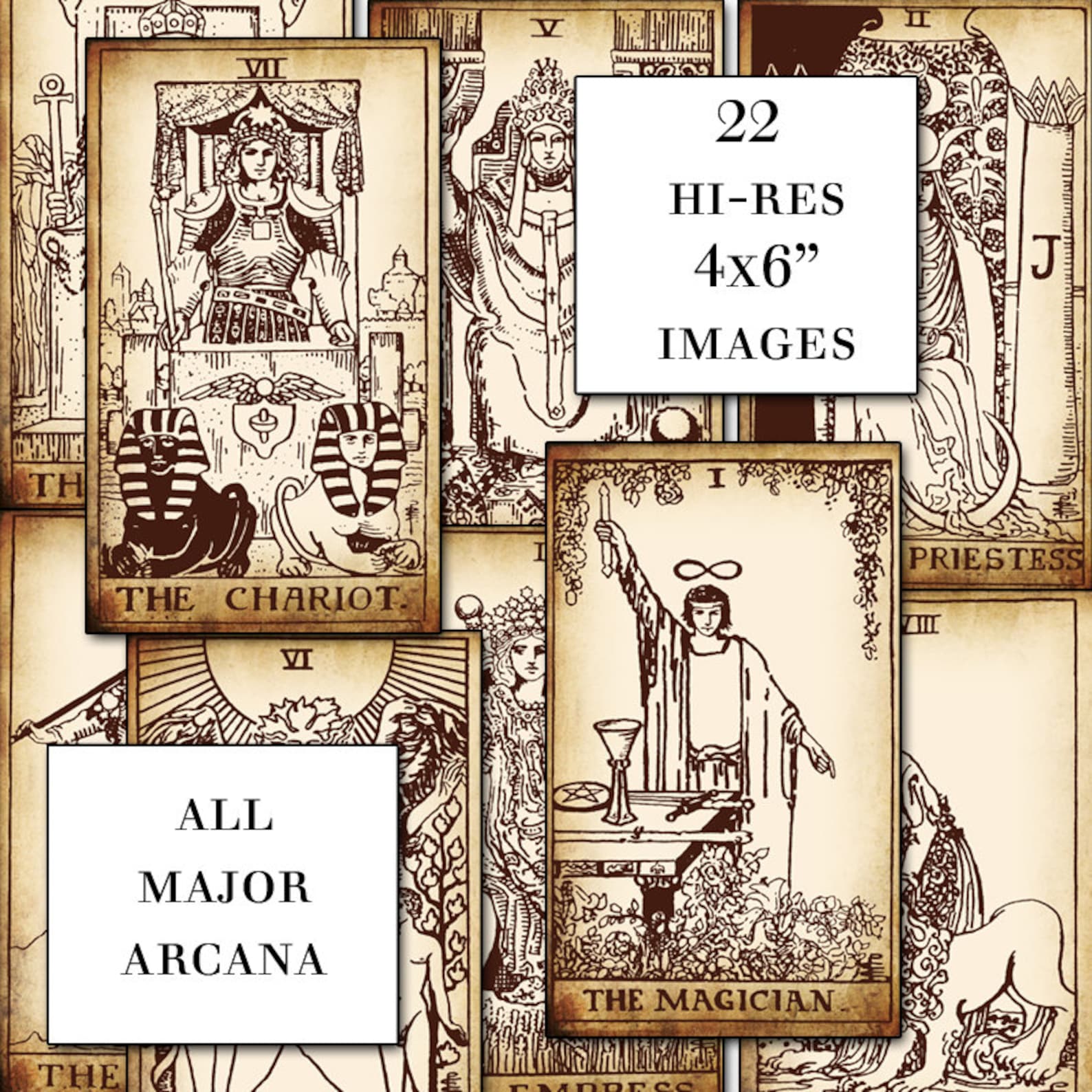 Antique Printable Tarot PDF Digital Collage Sheet Altered Art - Etsy