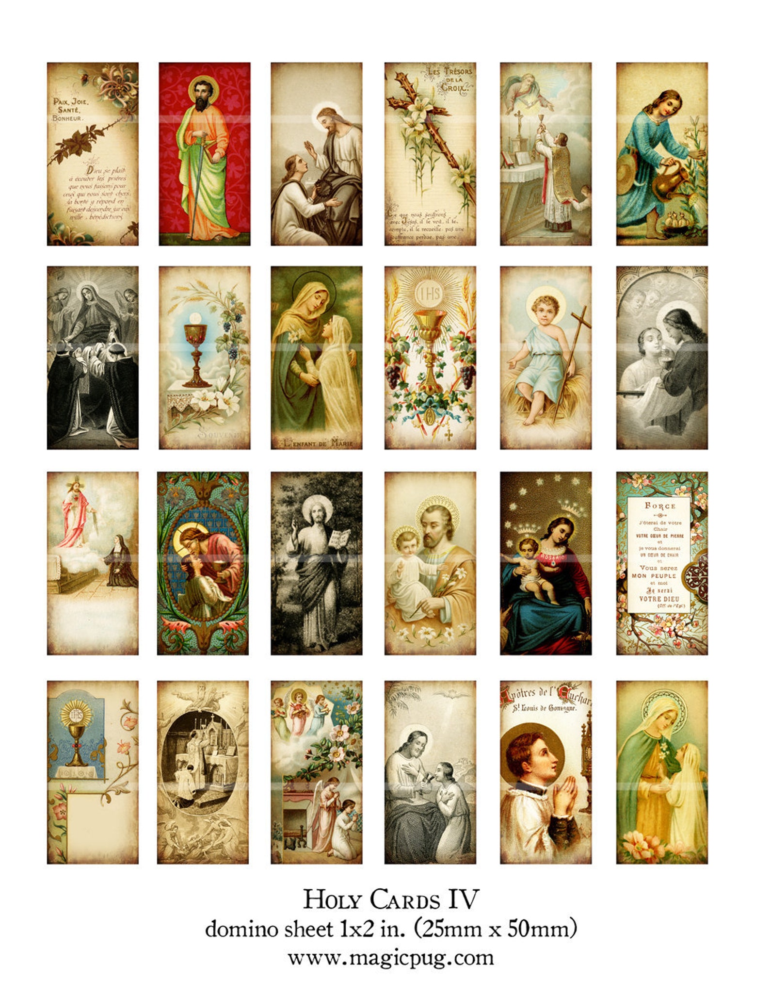 Antique Catholic Holy Cards IV Digital Collage 1x2 Domino Size - Etsy