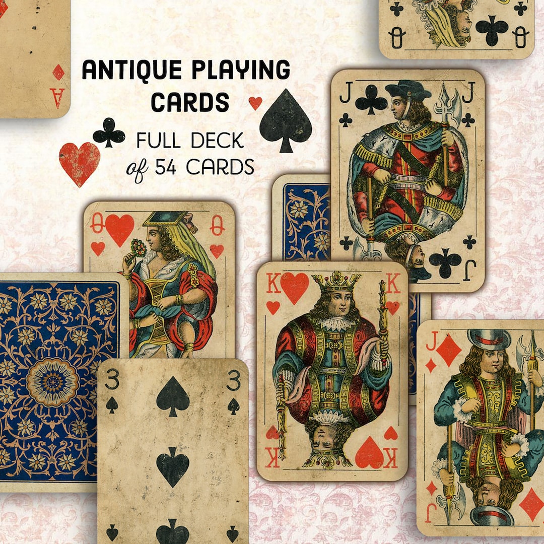 Antique Playing Cards Full Deck ZIP Collection Craft Supplies for Card ...