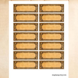 Sepia Blank Labels Digital Collage Sheet 300dpi 2x1 25mm X 50mm Kitchen ...