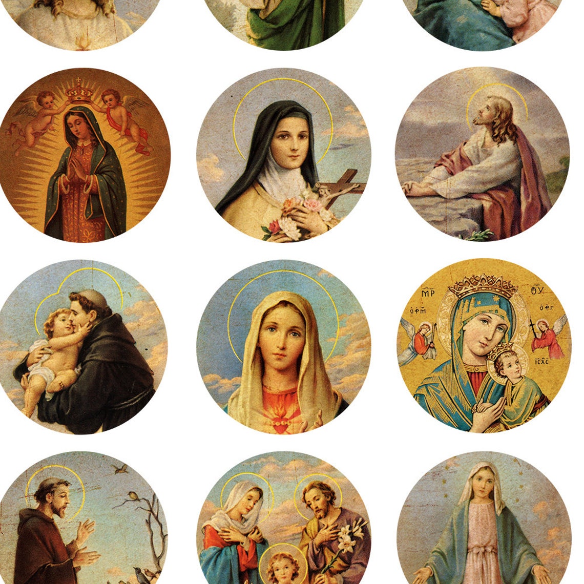 Antique Catholic Holy Cards V Digital Collage 1 Inch Round - Etsy