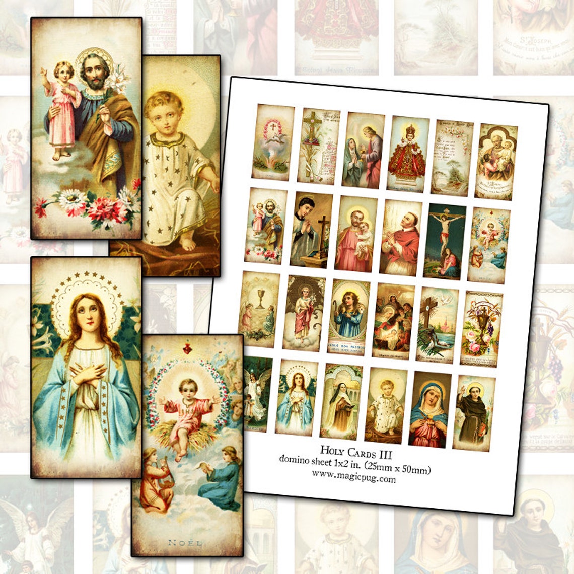 Antique Catholic Holy Cards III Digital Collage 1x2 Domino - Etsy