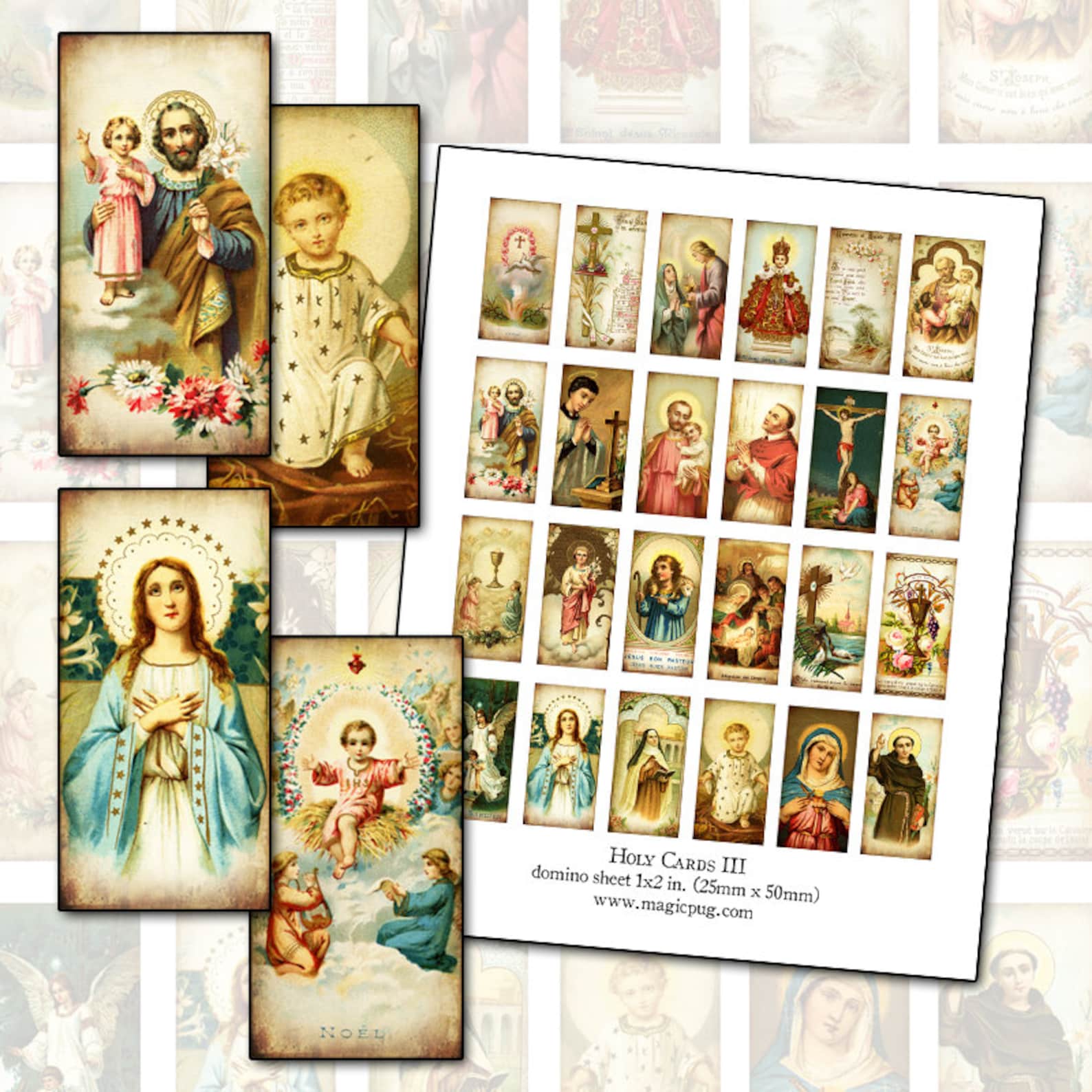 Antique Catholic Holy Cards III Digital Collage 1x2 Domino - Etsy