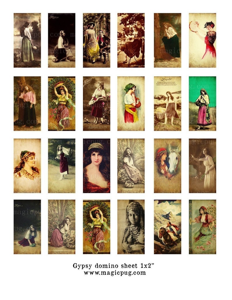 Gypsy Traveller 1x2 Inch Domino Digital Collage Sheet for - Etsy
