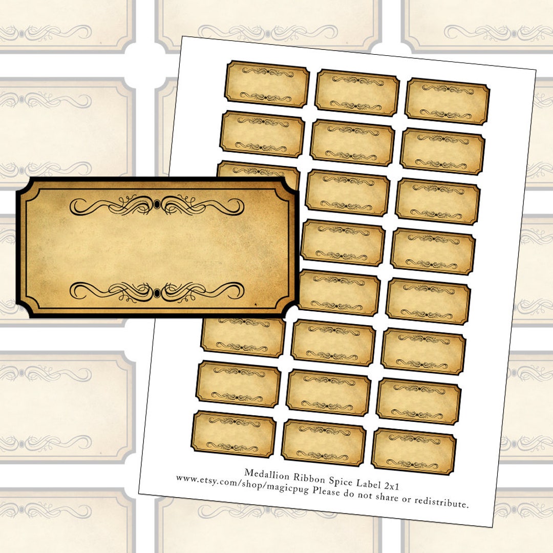 Antique Sepia Medallion Blank Spice Labels Digital Collage Sheet 300dpi ...