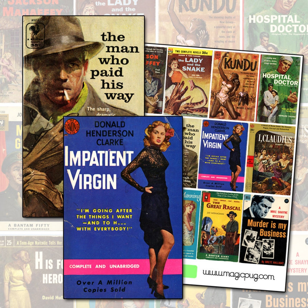 Vintage Pulp Fiction Paperback Novel Portadas collage digital hoja No 3 ...